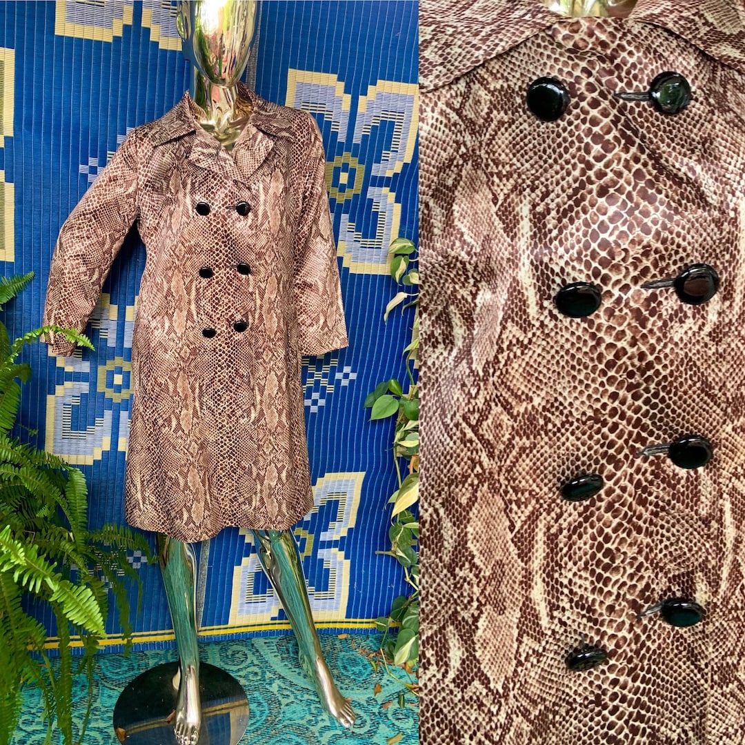Vintage Peacoat Snake Skin Print Coat Jacket - Etsy