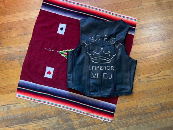 Vintage motorcycle club leather biker vest studded - Gem