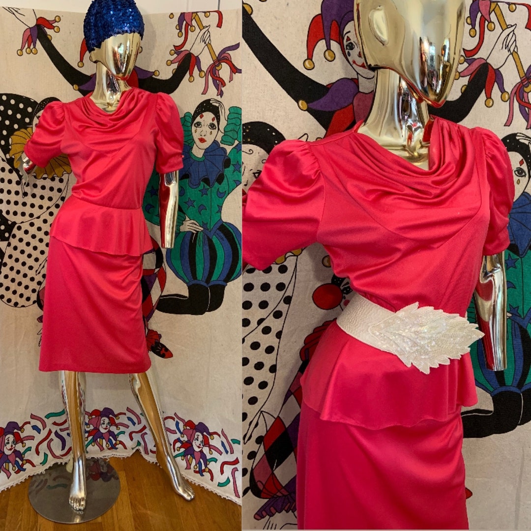 Vintage Hot Pink Disco Party Dress - Etsy