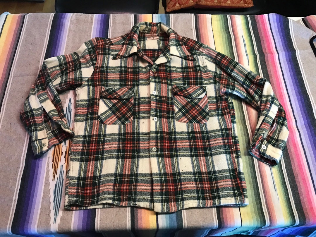 Vintage 40s Plaid Wool Shirt by Hoot Mon - Etsy
