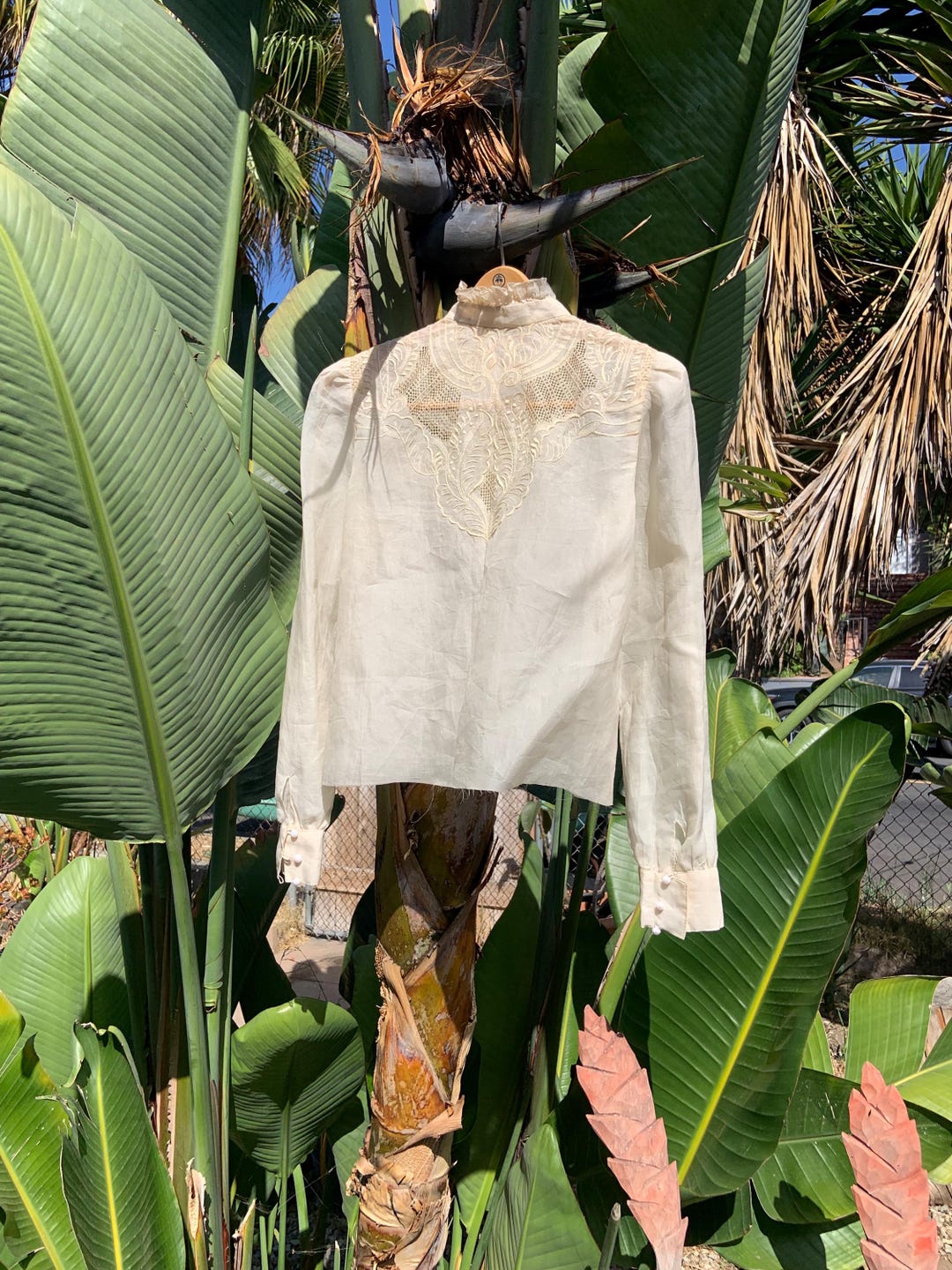 Vintage Lace Victorian Style Sheer Piña Fabric Blouse Barong Tagalog ...