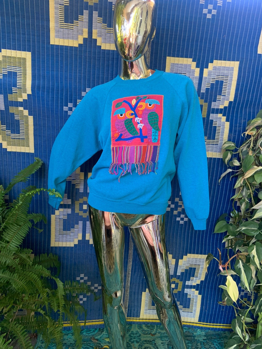 Vintage 80s Quilted Patchwork Parrots Sweatshirt - Etsy