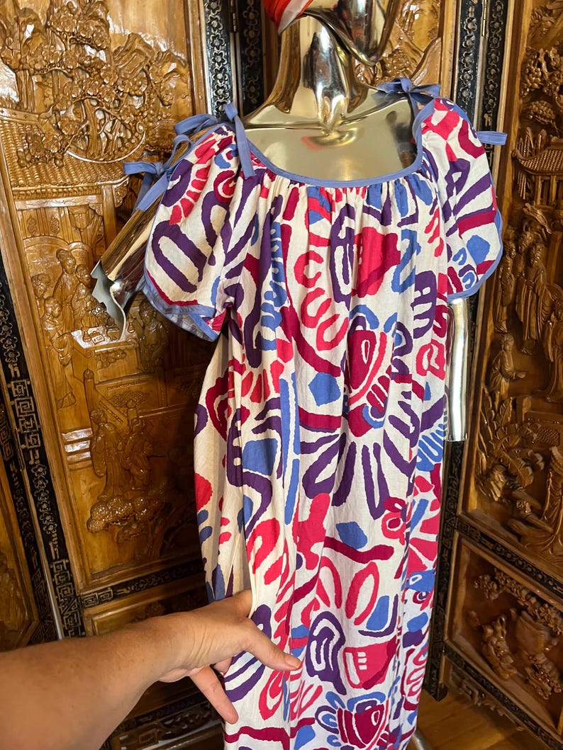 Vintage Hawaiian Caftan Muumuu Cotton Dress by Tony Krupa - Etsy