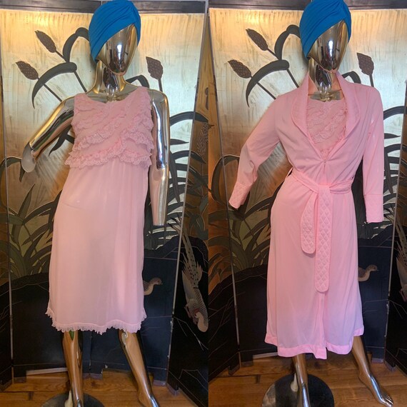 Vintage 60s Nightgown & robe Peignoir lingerie set - Gem
