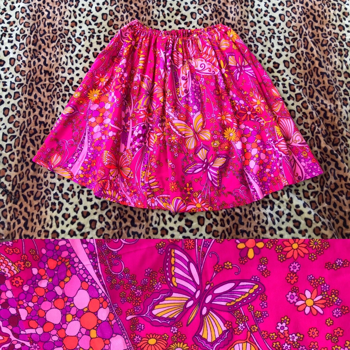Vintage Pink Butterfly Cotton Skirt - Etsy