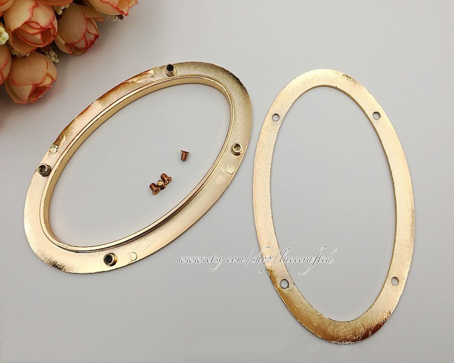 1 Pair Light Golden Metal Handbag Handle Oval Bag Handle Metal | Etsy