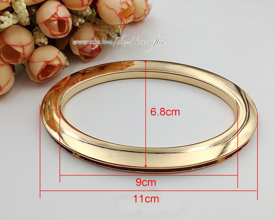 1 Pair Light Golden Metal Handbag Handle Oval Bag Handle Metal Eyelet ...
