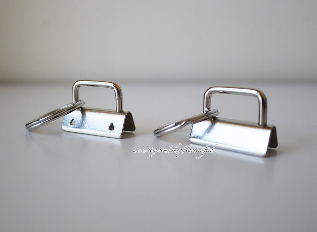 100 Sets 32mm (1.25 Inch) Silver Webbing End Clip Key Fob Hardware Belt ...