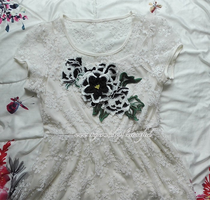 1 Pc Beautiful Showy Red Blue Black Large 3D Peony Flower Lace - Etsy