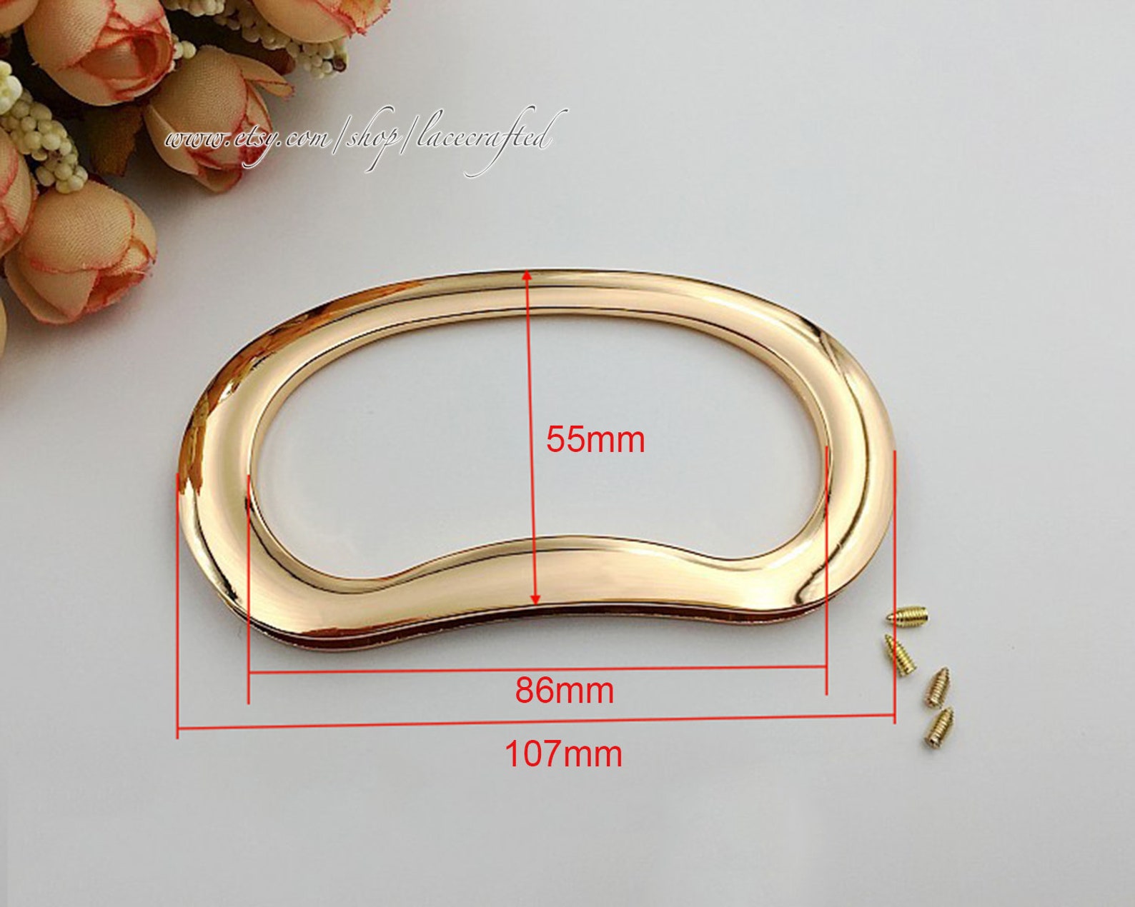 1 Pair Light Golden Metal Handbag Handle Oval Bag Handle Metal | Etsy