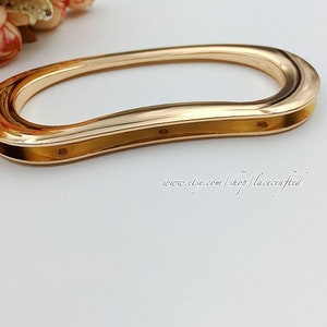 1 Pair Light Golden Metal Handbag Handle Oval Bag Handle Metal Eyelet ...