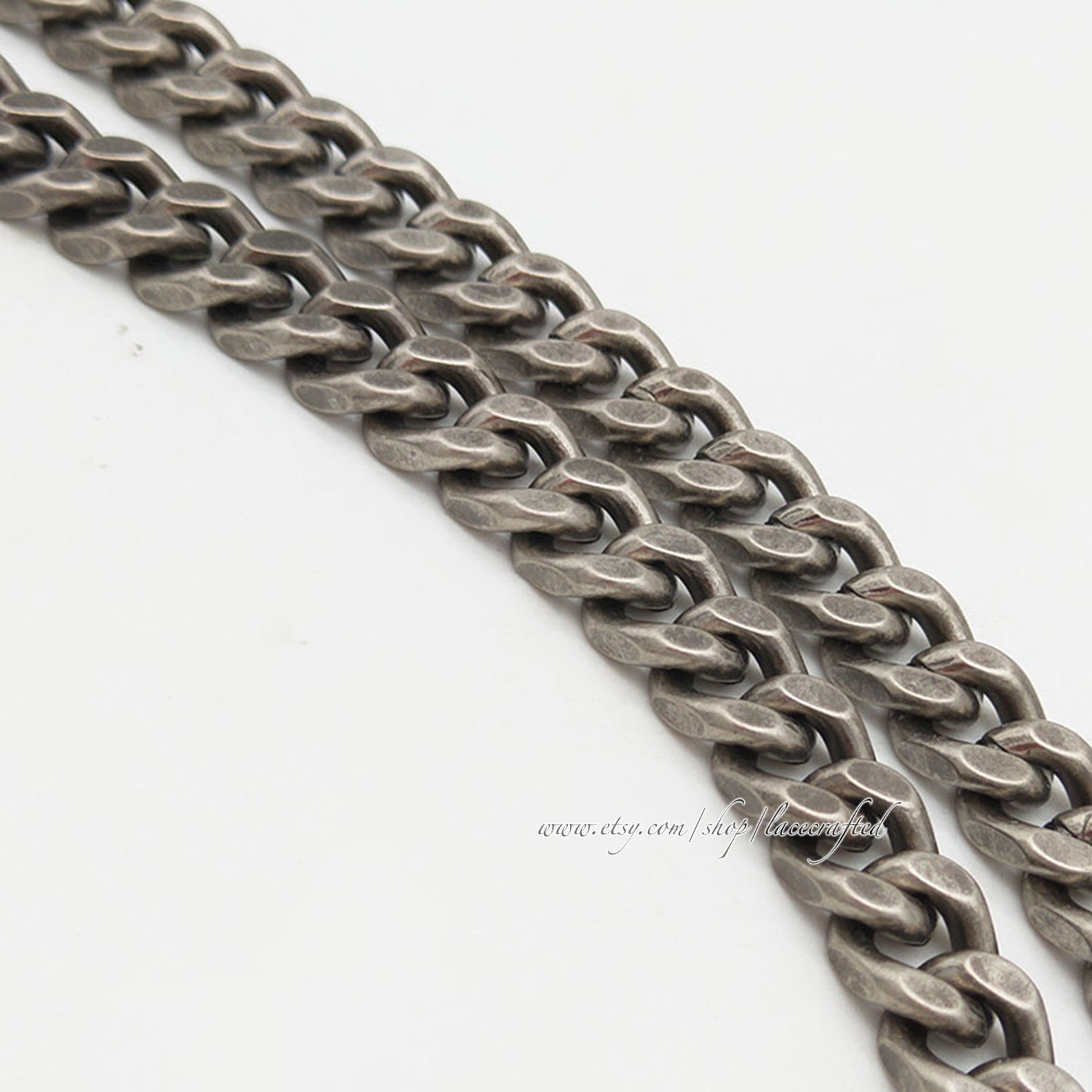 1 pc Black PU Leather 10mm Silver Gunmetal Light golden Chain | Etsy