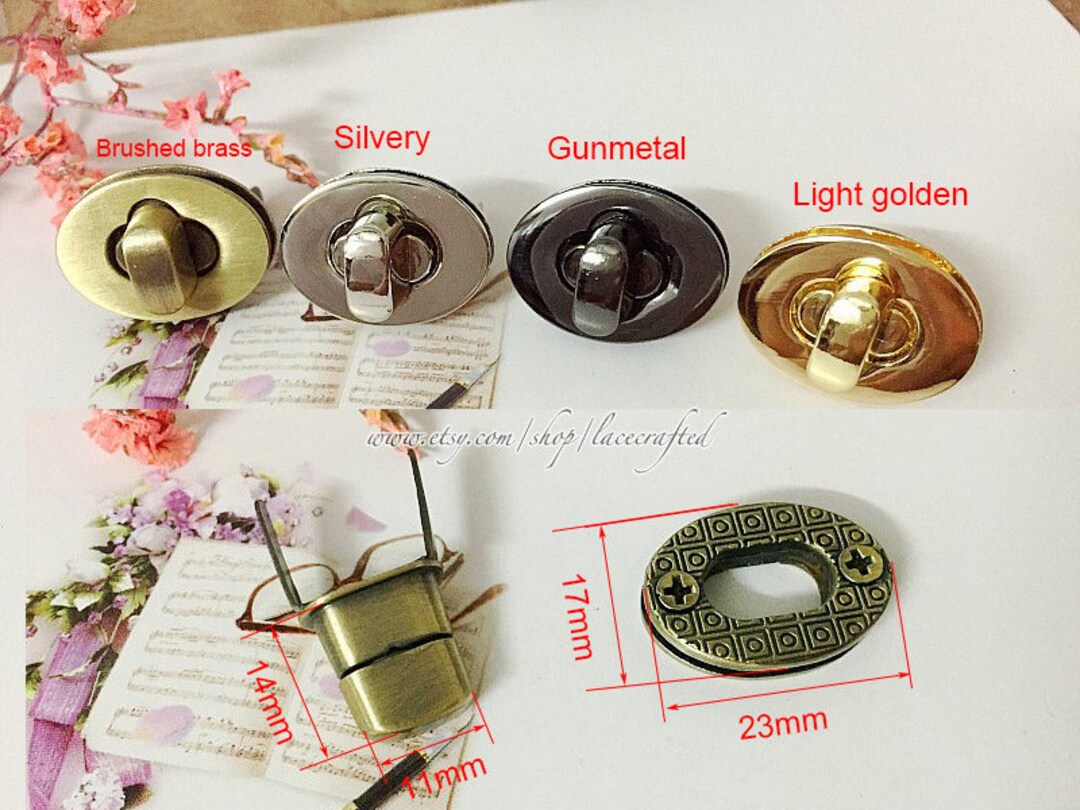 5sets 2.3x1.7cm Brushed Brass Silvery Light Golden Purse Twist Lock ...