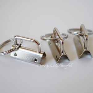 100 Sets 32mm (1.25 Inch) Silver Webbing End Clip Key Fob Hardware Belt ...