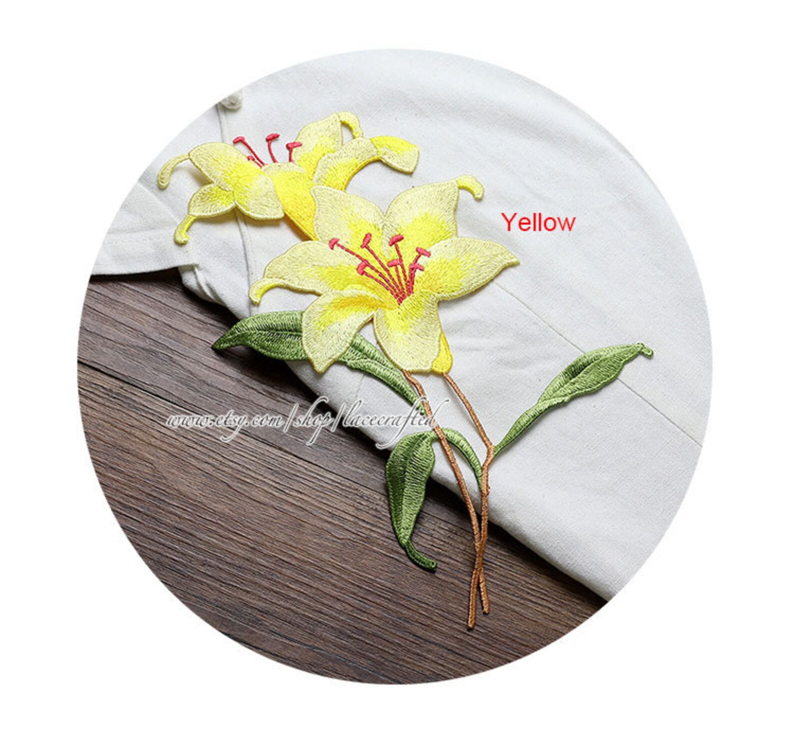 Pink Purple Red Lily Flower Lace Embroidery Trim Appliques - Etsy