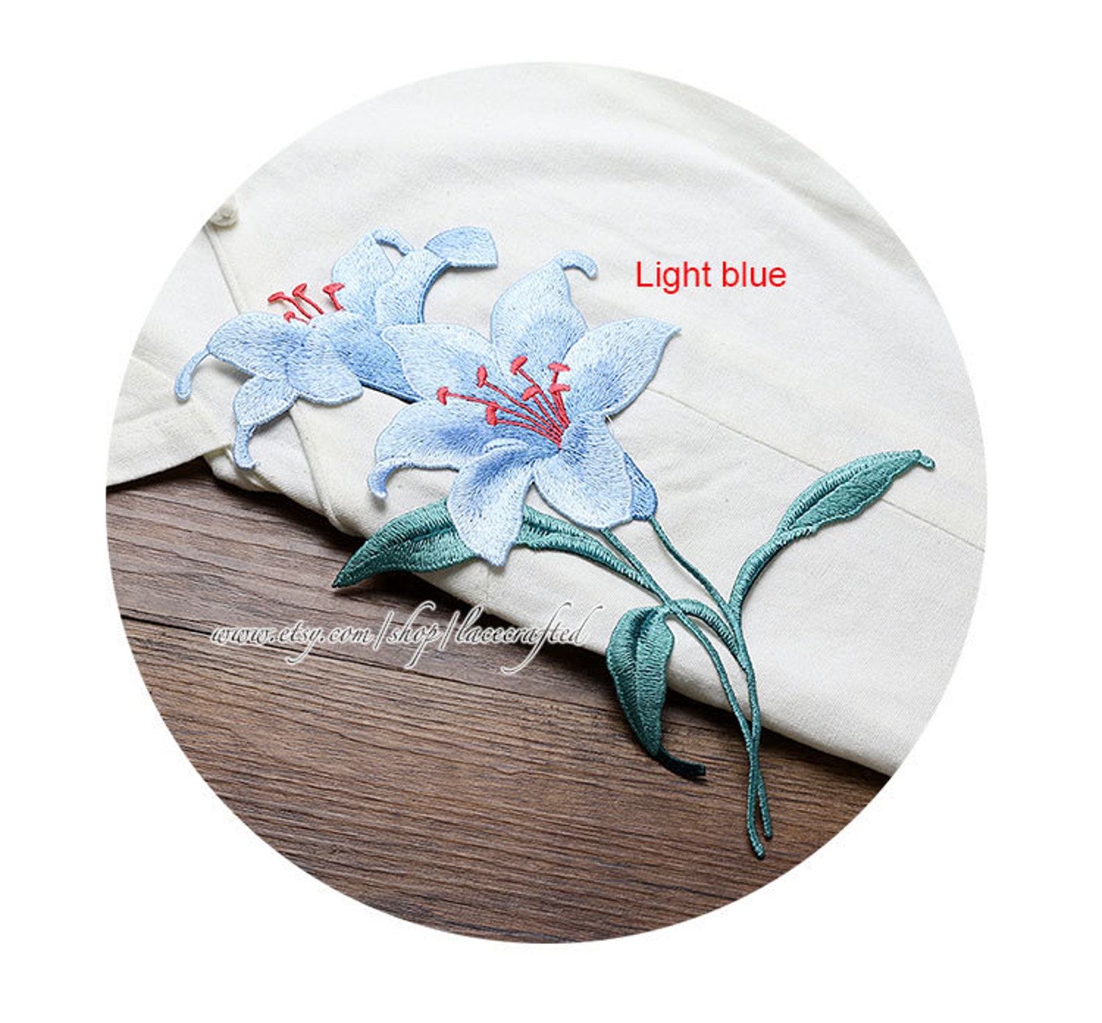 Pink Purple Red Lily Flower Lace Embroidery Trim Appliques - Etsy