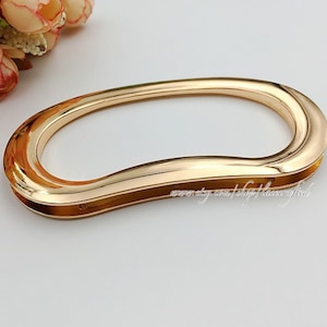 1 Pair Light Golden Metal Handbag Handle Oval Bag Handle Metal Eyelet ...