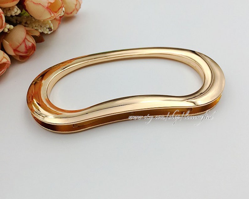 1 Pair Light Golden Metal Handbag Handle Oval Bag Handle Metal Eyelet ...
