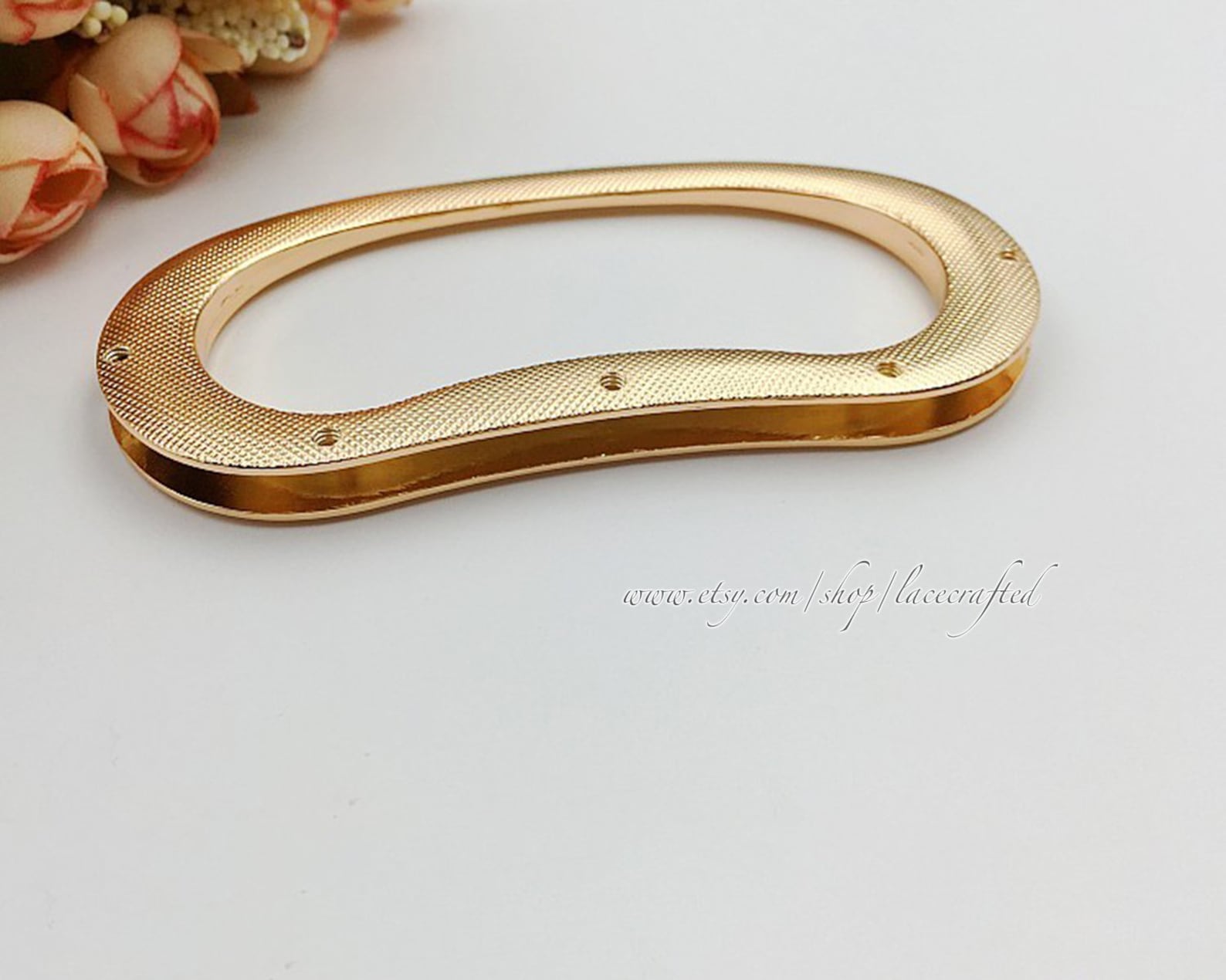 1 Pair Light Golden Metal Handbag Handle Oval Bag Handle Metal Eyelet ...