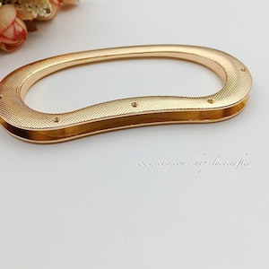1 Pair Light Golden Metal Handbag Handle Oval Bag Handle Metal Eyelet ...