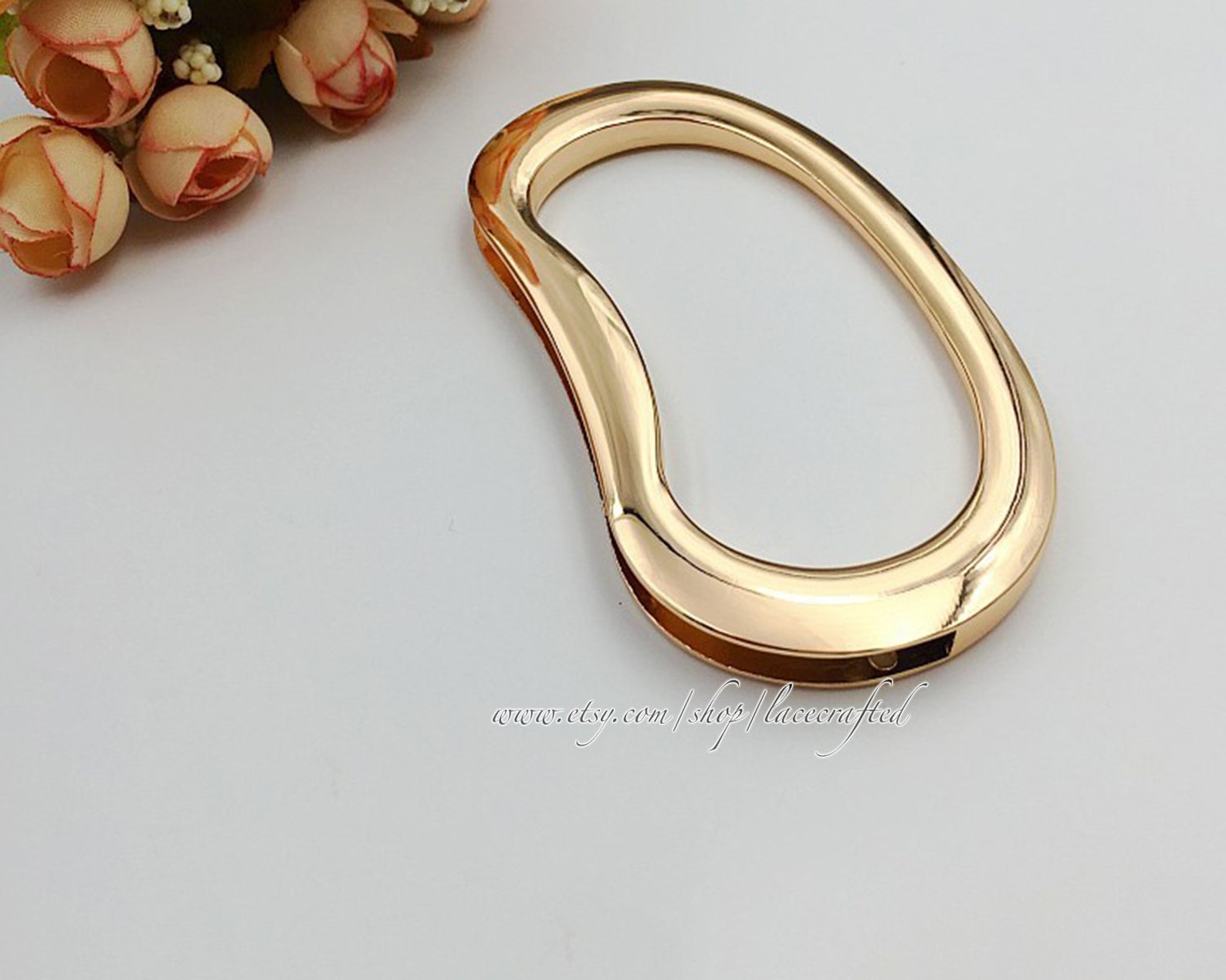 1 Pair Light Golden Metal Handbag Handle Oval Bag Handle Metal Eyelet ...