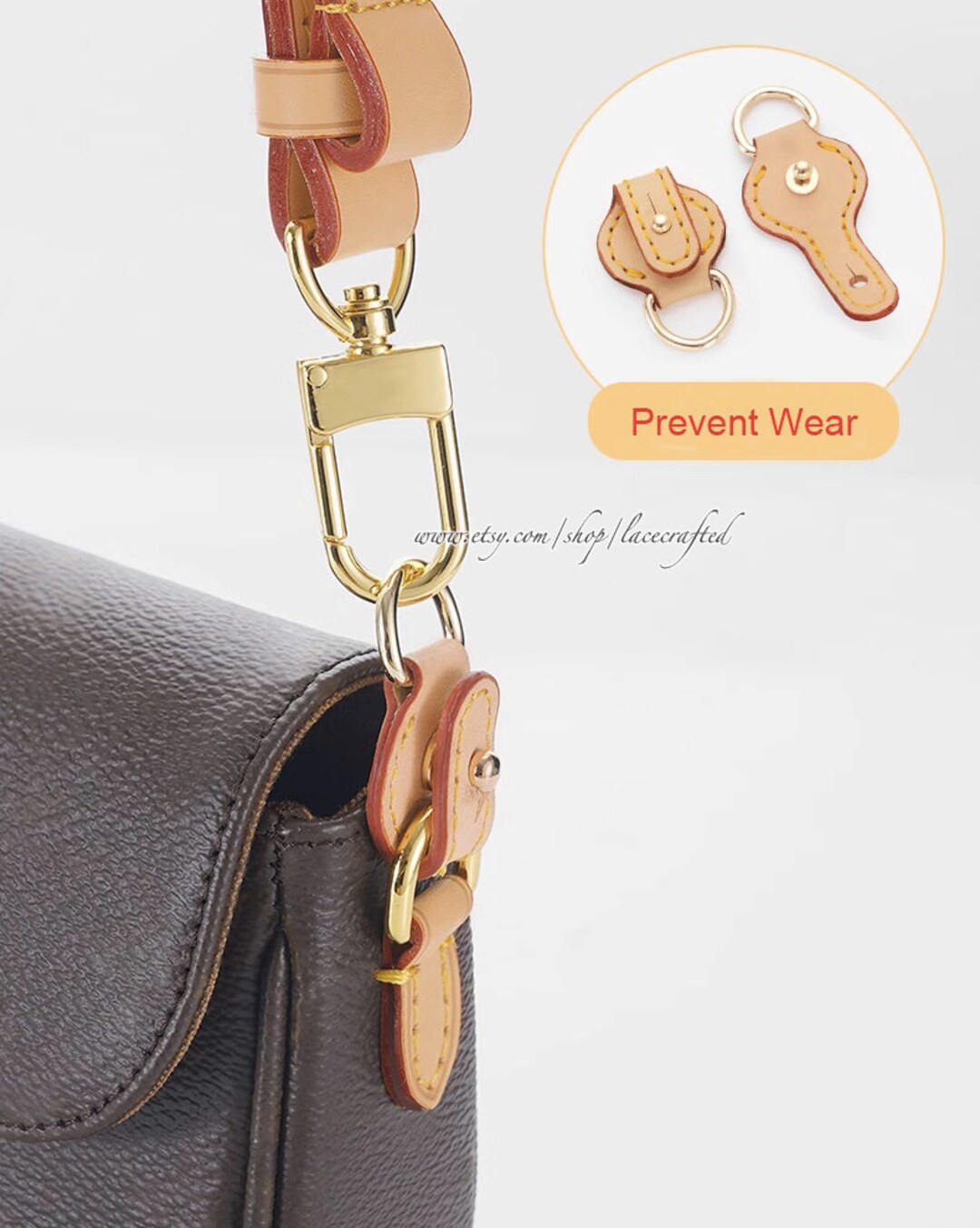 1 Pair Vachetta Leather Extender Hardware Protector Wallet on Chain Ivy ...