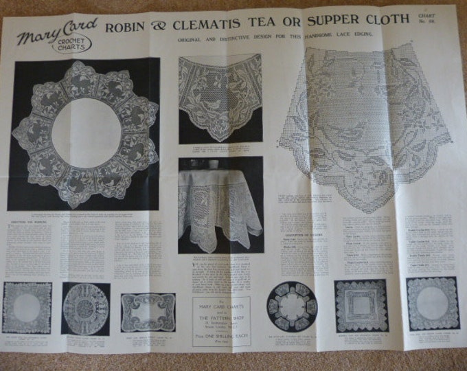 Original Mary Card Crochet Chart 56 Robin and Clematis Tea Cloth - Etsy UK