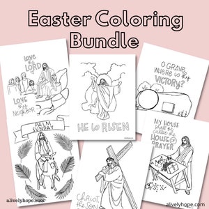 Easter Holy Week Coloring Poster + Coloring Page Bundle - Etsy