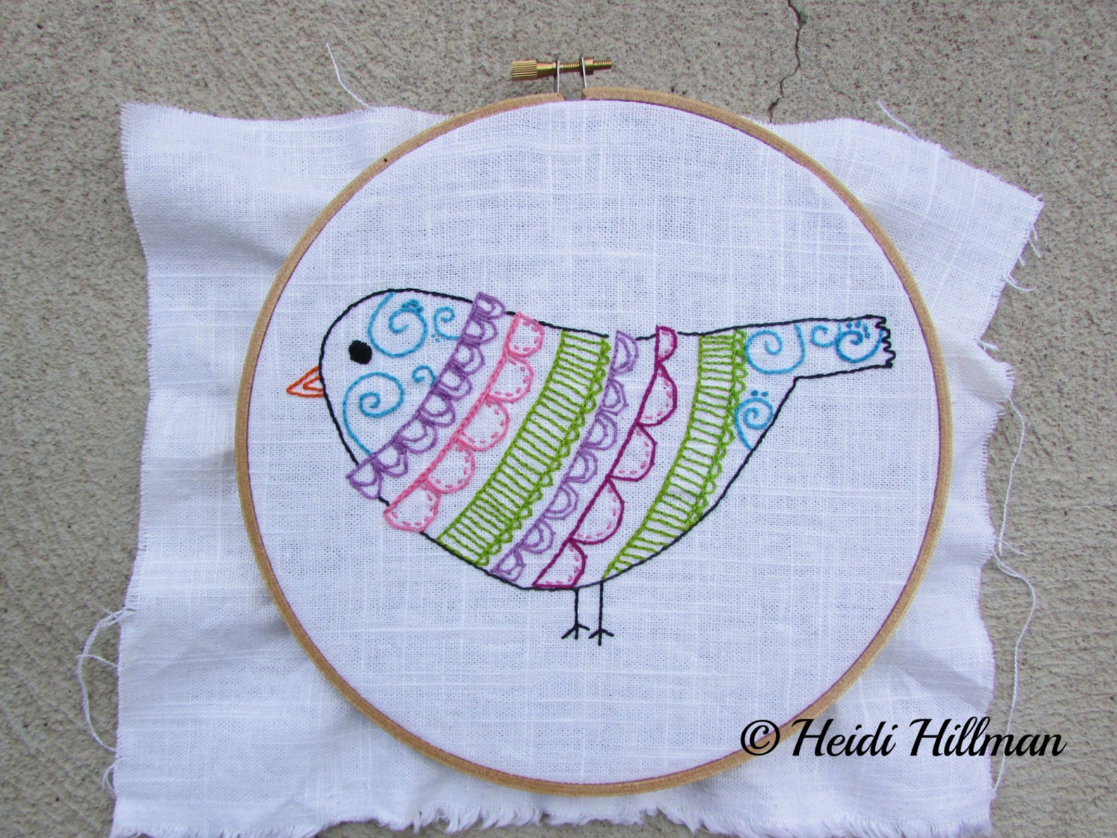 Hand Embroidery Pattern // Whimsical Bird | Etsy
