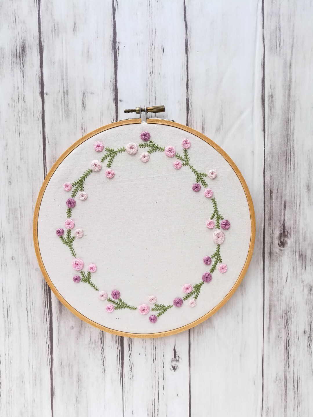 Floral Hand Embroidery Pattern // Rosebud Wreath // DIY Hoop Art ...