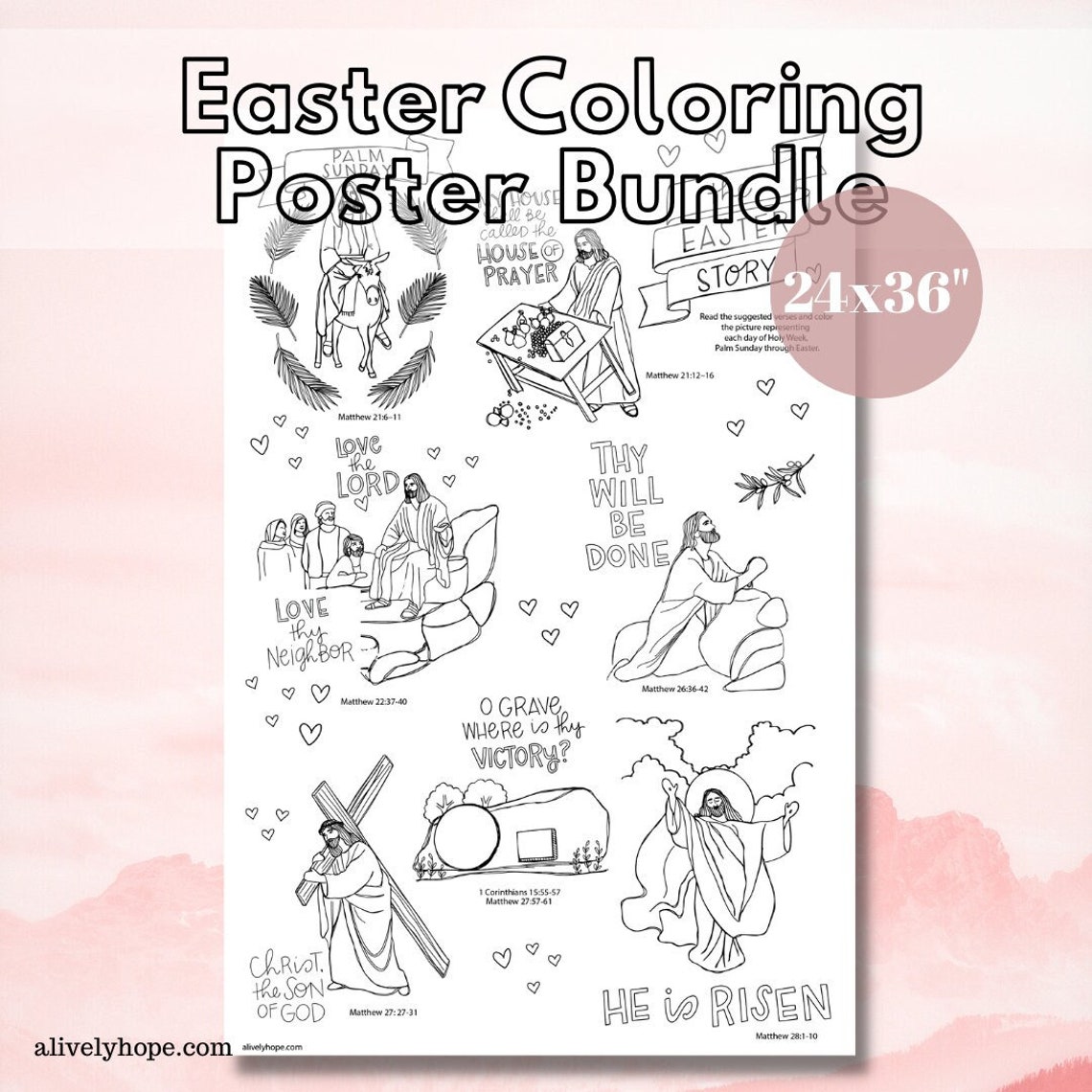 Easter Holy Week Coloring Poster Coloring Page Bundle - Etsy UK