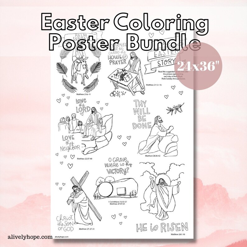 Easter Holy Week Coloring Poster Coloring Page Bundle - Etsy
