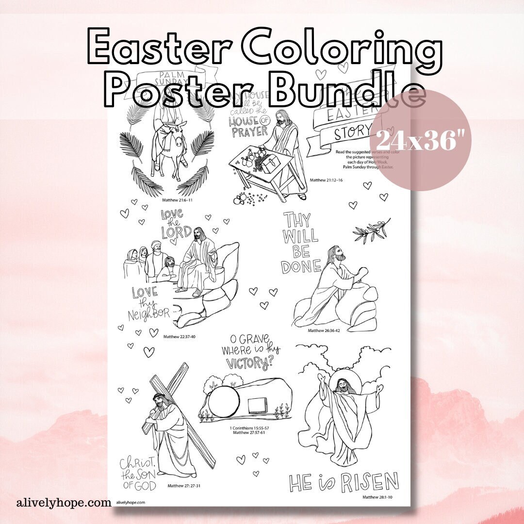 Easter Holy Week Coloring Poster Coloring Page Bundle - Etsy UK