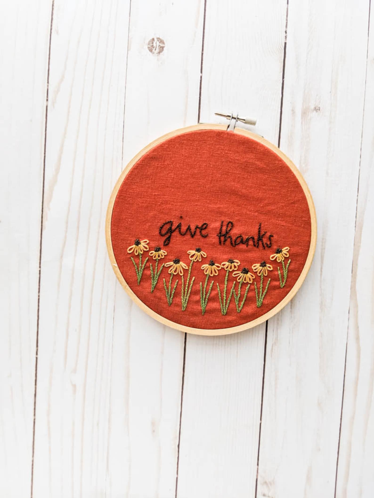 Hand Embroidery Pattern //give Thanks// DIY Hoop Art // Simple - Etsy