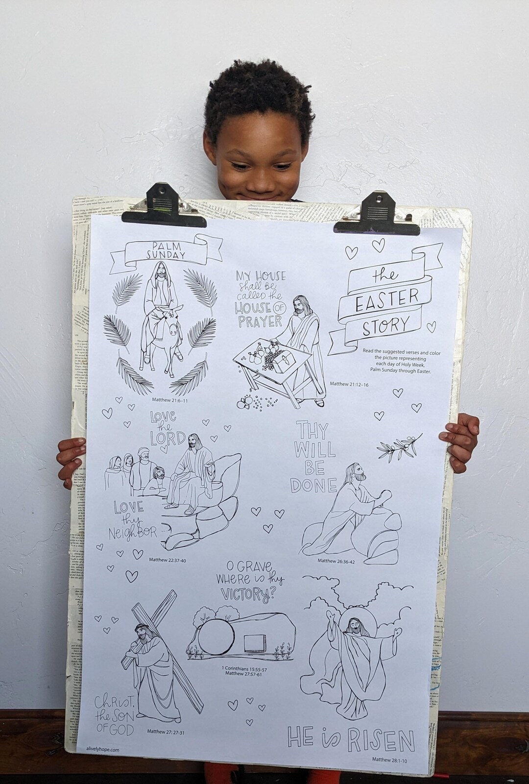 Easter Holy Week Coloring Poster + Coloring Page Bundle - Etsy