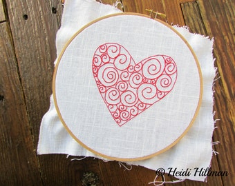 4-inch Heart Hand Embroidery Pattern PDF Pattern - Etsy