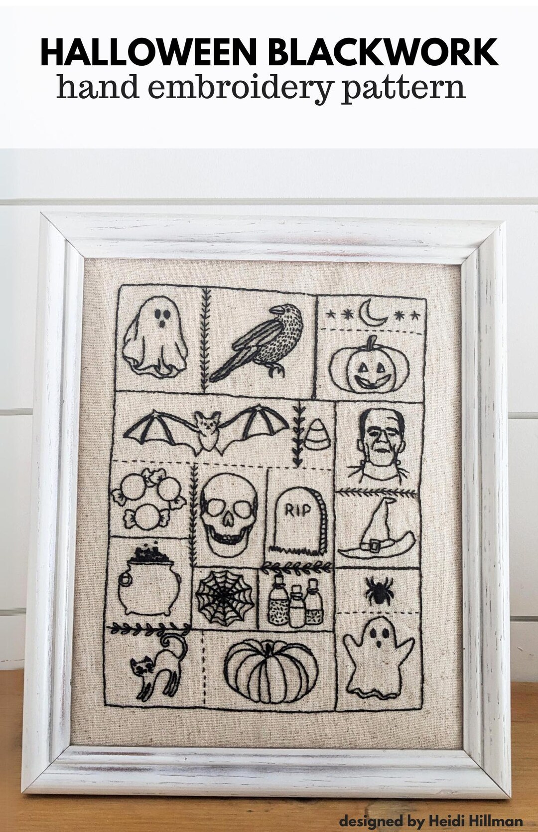 Halloween Blackwork Hand Embroidery Pattern - Etsy