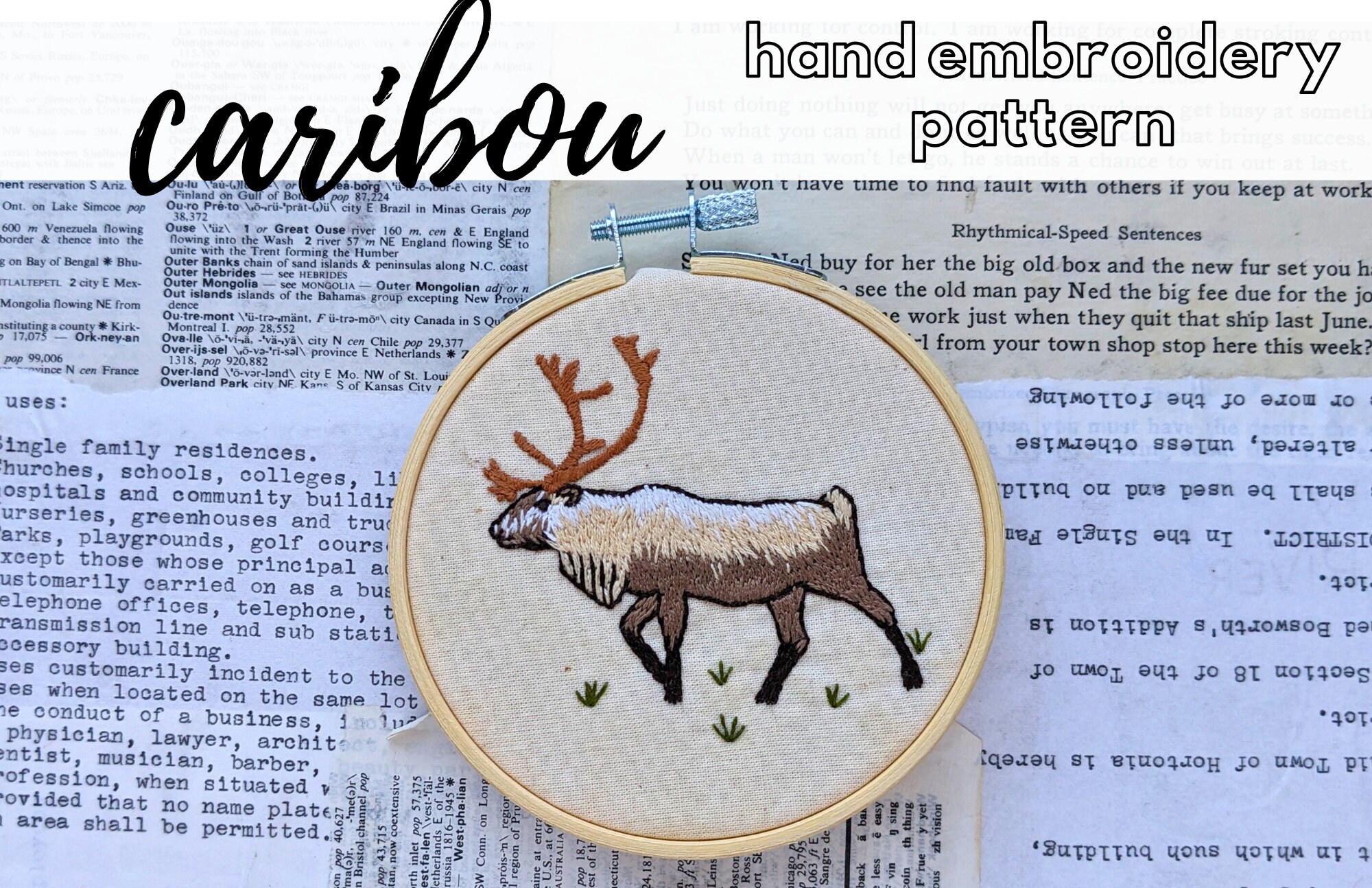 Caribou Hand Embroidery Pattern - Etsy