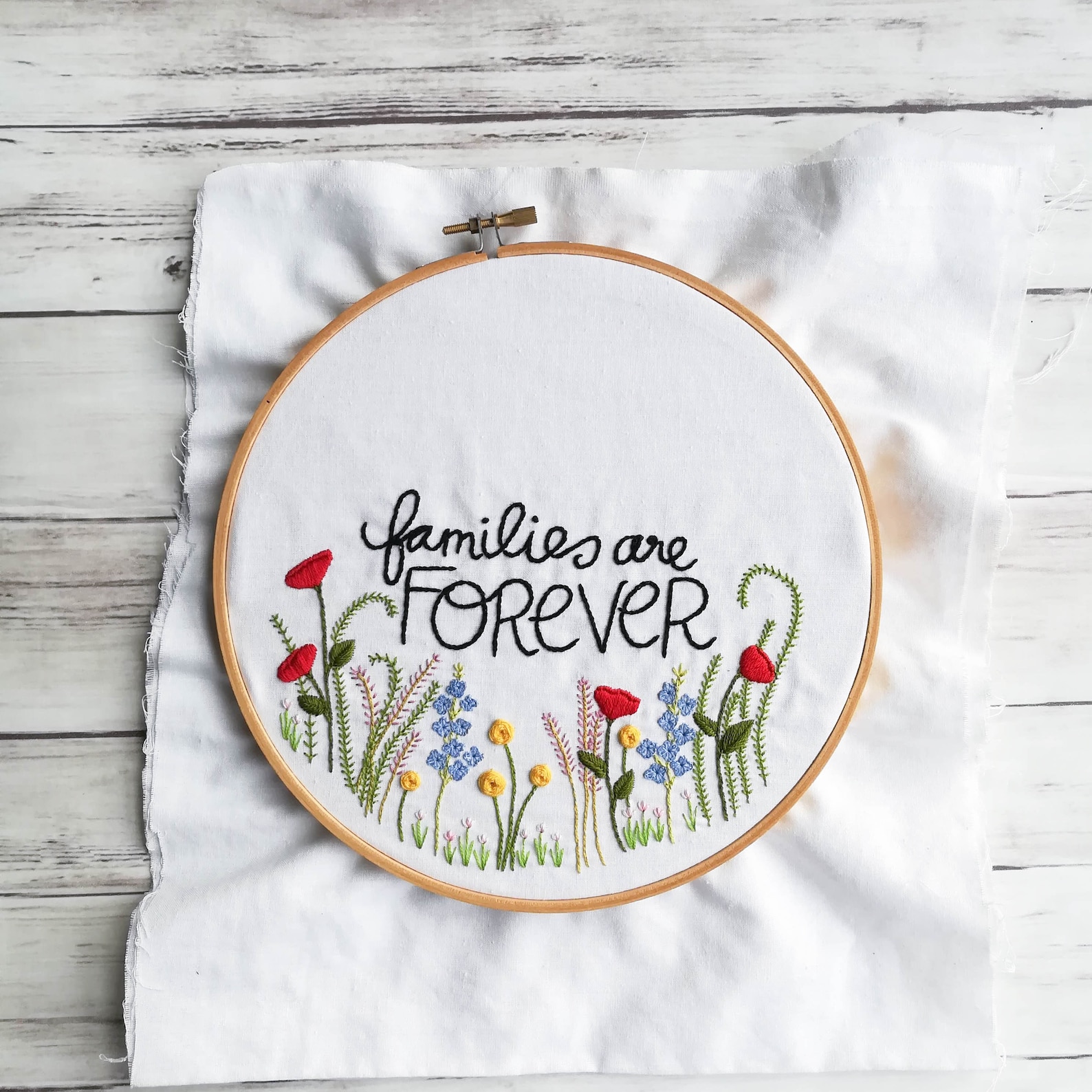 Floral Hand Embroidery Pattern // Families Are Forever // DIY Hoop Art ...
