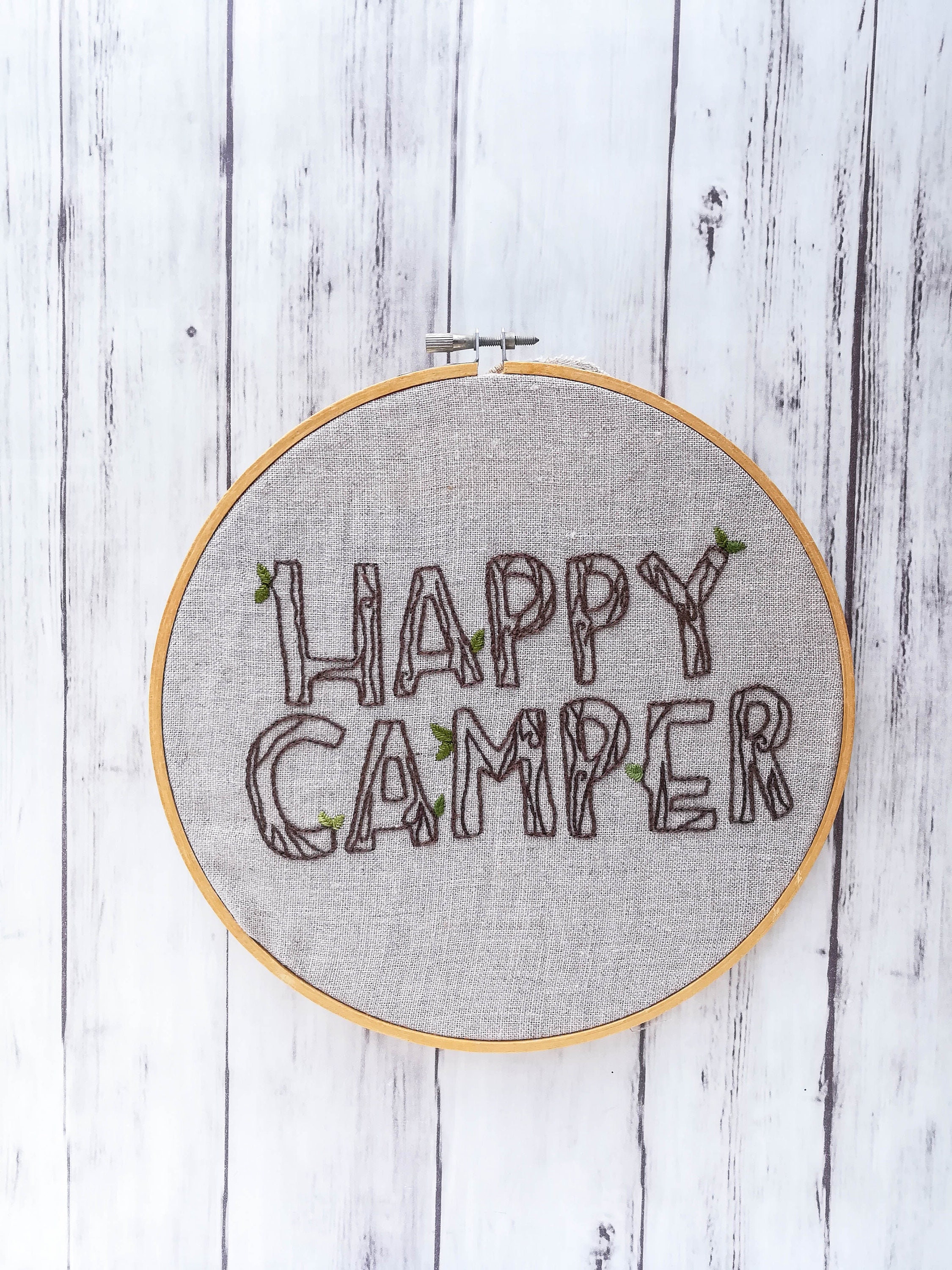 Hand Embroidery Pattern // Happy Camper// DIY Hoop Art // Wood - Etsy