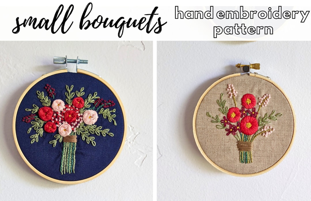 Small Bouquets Floral Hand Embroidery Pattern // Floral Embroidery - Etsy
