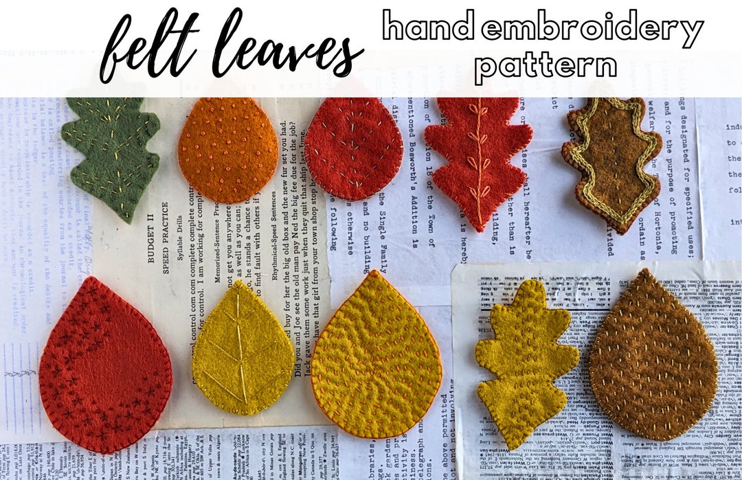 Autumn Leaves Felt Hand Embroidery Pattern // Felt Ornaments Garland - Etsy