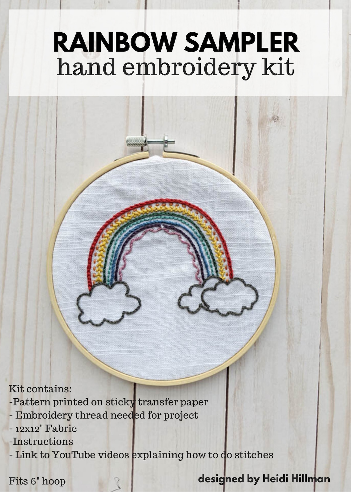 Rainbow Sampler Hand Embroidery Kit - Etsy