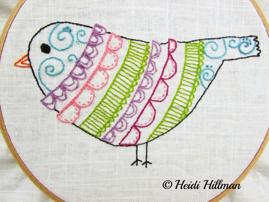 Hand Embroidery Pattern // Whimsical Bird - Etsy