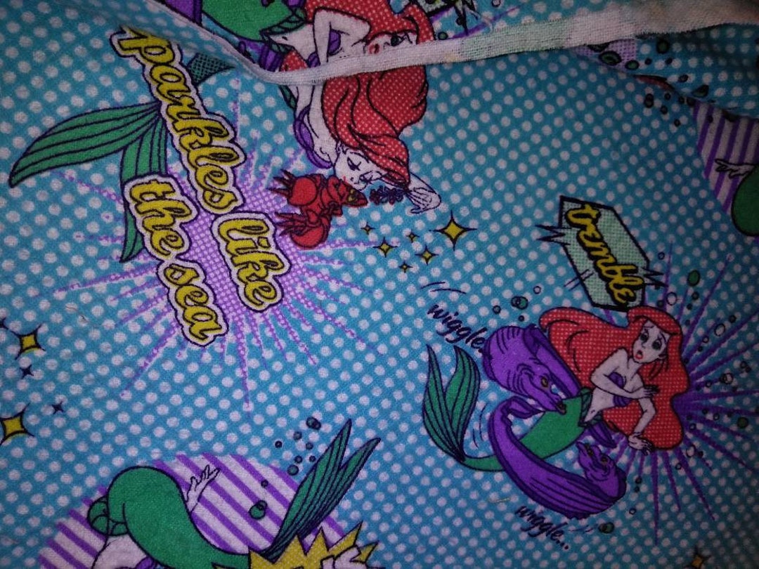 1 Yard Ariel Mermaid Disney Cartoon Princess Flannel Fabric - Etsy
