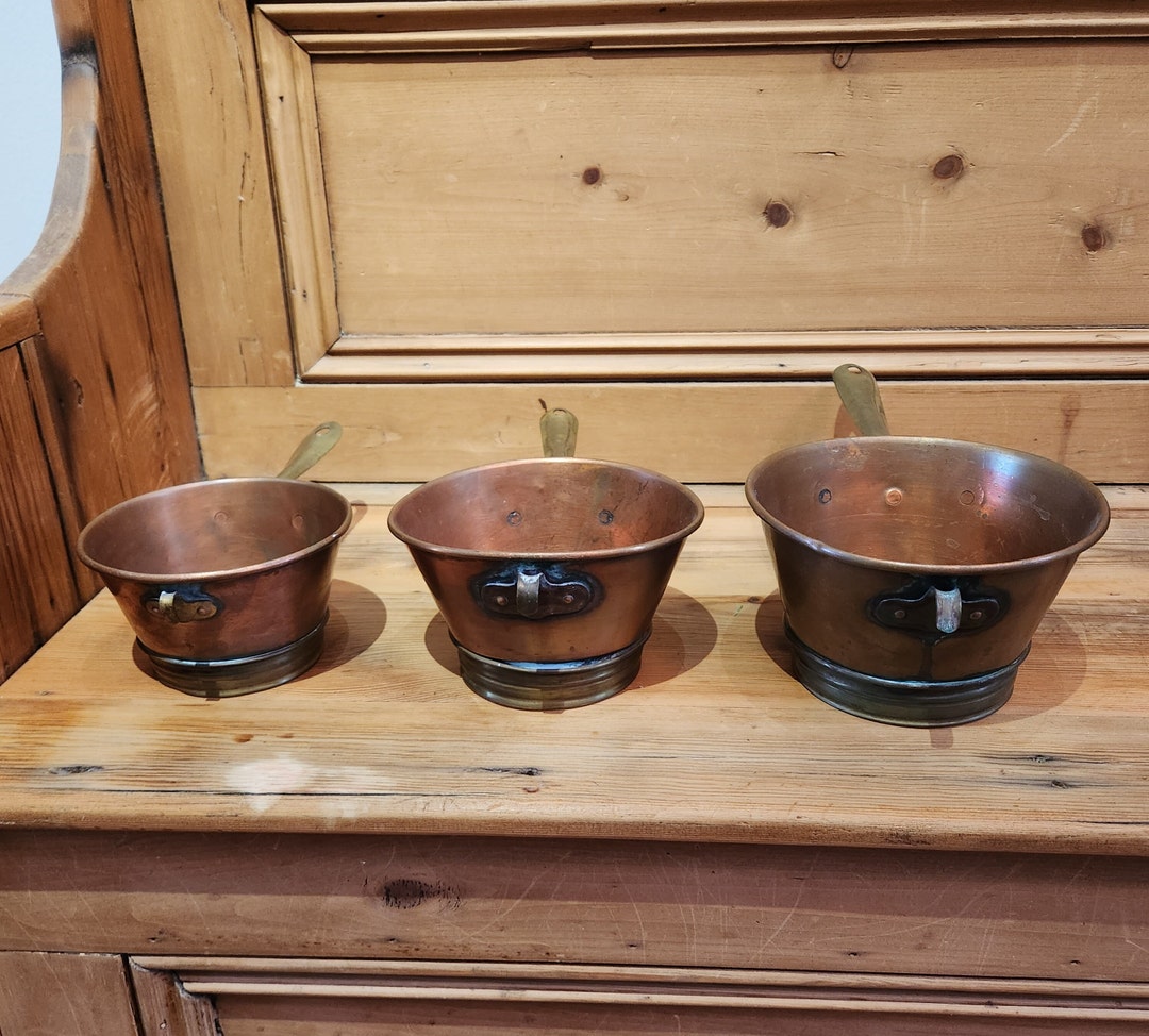 Set of Graduated French Copper Vintage Sieves With Brass Handles - Etsy