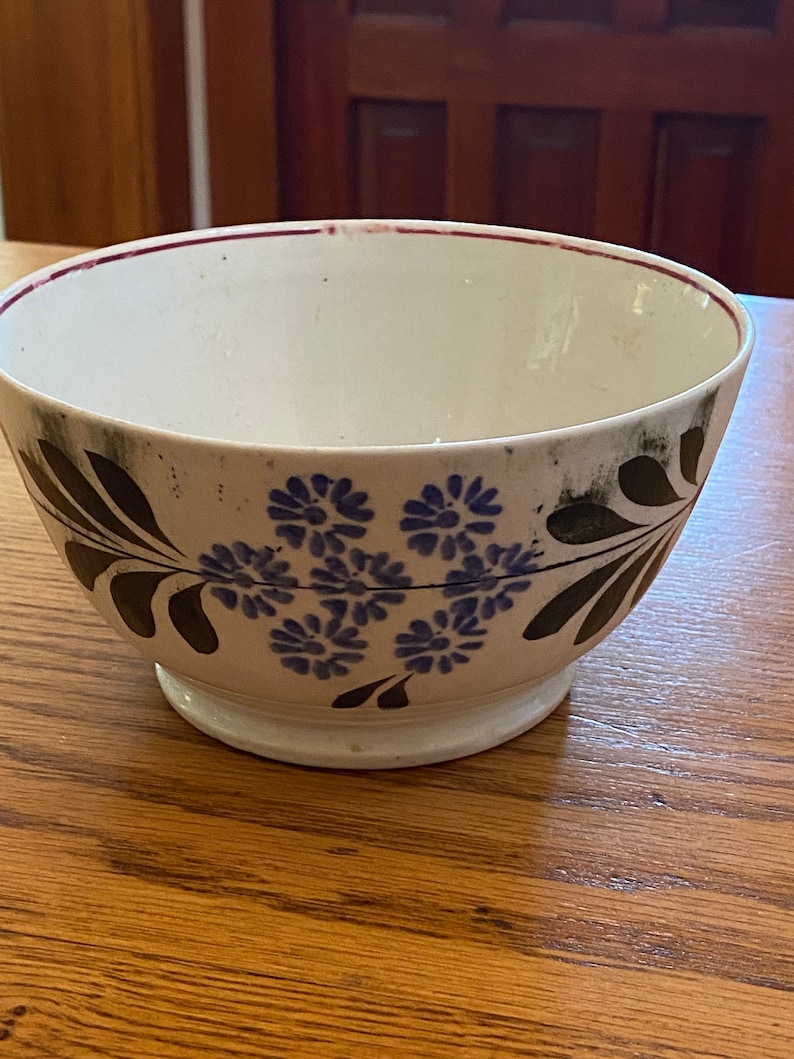 Staffordshire Stick Spatterware Spongeware Bowl Adams Rose - Etsy