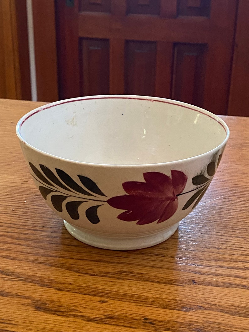 Staffordshire Stick Spatterware Spongeware Bowl Adams Rose - Etsy