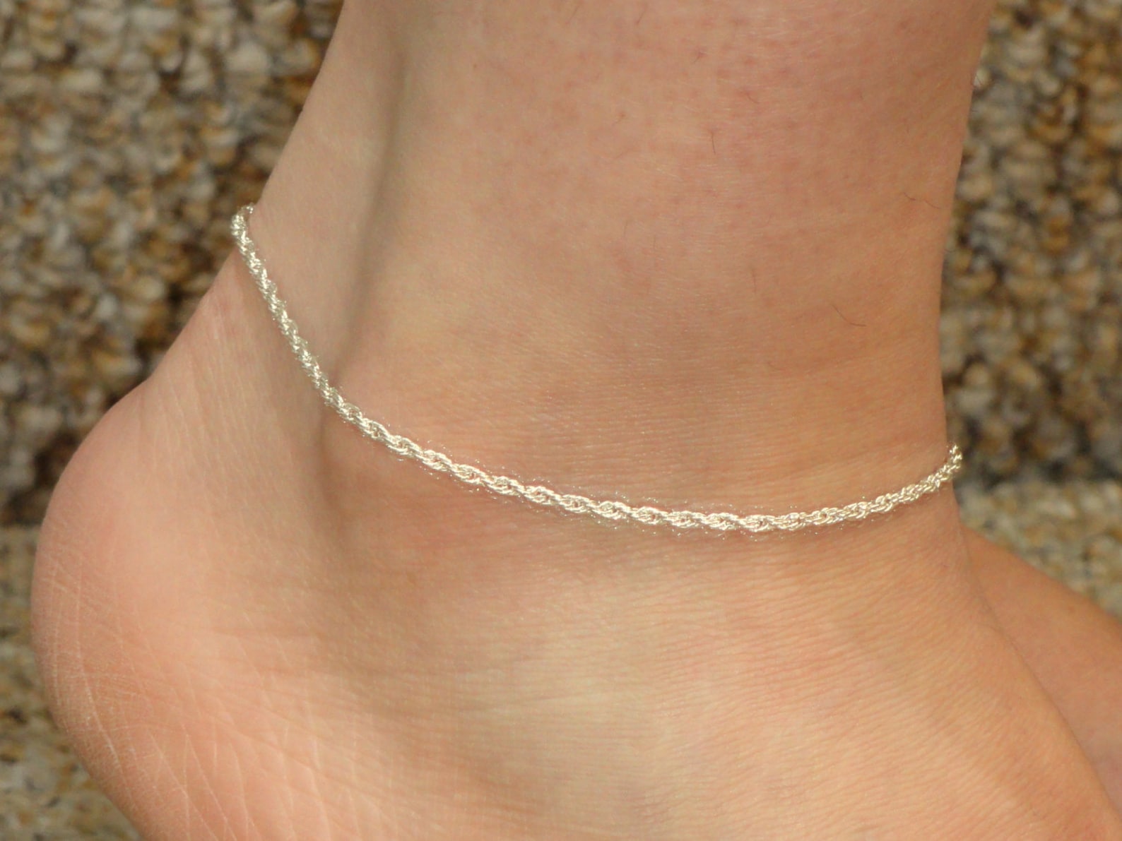 Silver Anklet Silver Rope Anklet Silver Ankle Bracelet - Etsy