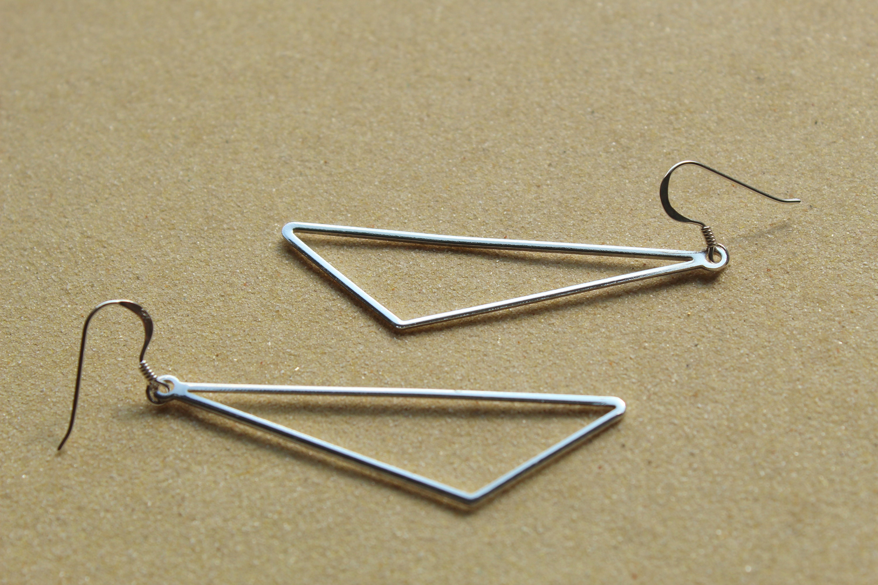 Silver Triangle Earrings Large Triangle Earrings Silver | Etsy
